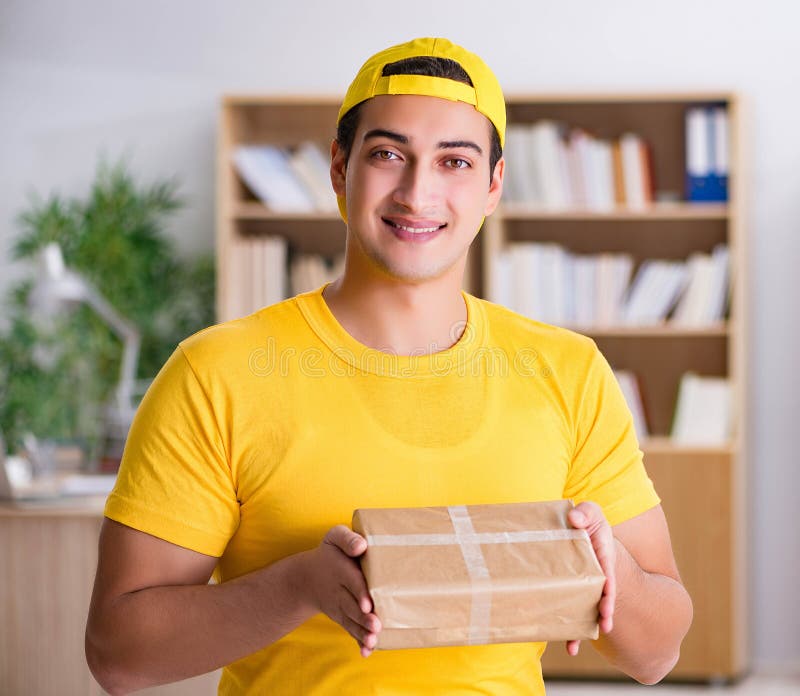 Delivery Man Delivering Parcel Box Stock Photo - Image of business ...
