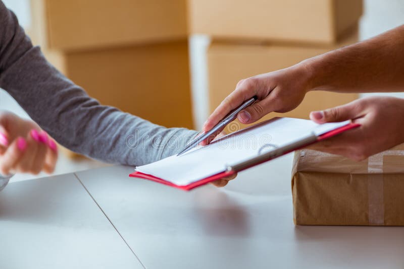 The Delivery Man Delivering Parcel Box Stock Photo - Image of holding ...