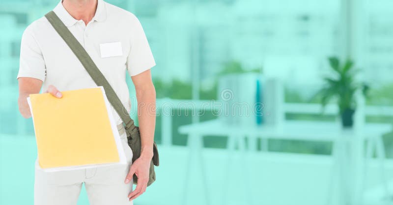 Delivery Man with Documents in Office Stock Photo - Image of confident ...
