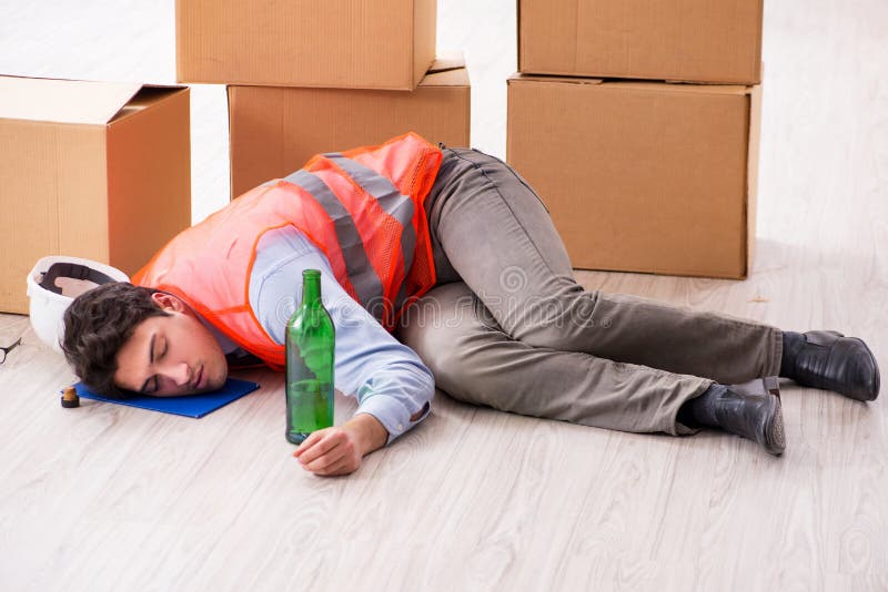 The Delivery Man Drunk at Work Stock Photo - Image of move, break ...