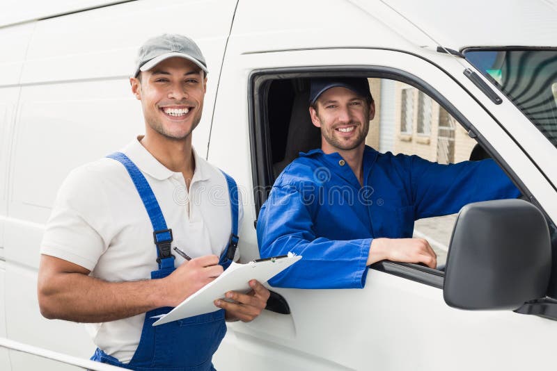 Delivery Man Getting Signature from Customer Stock Image - Image of ...