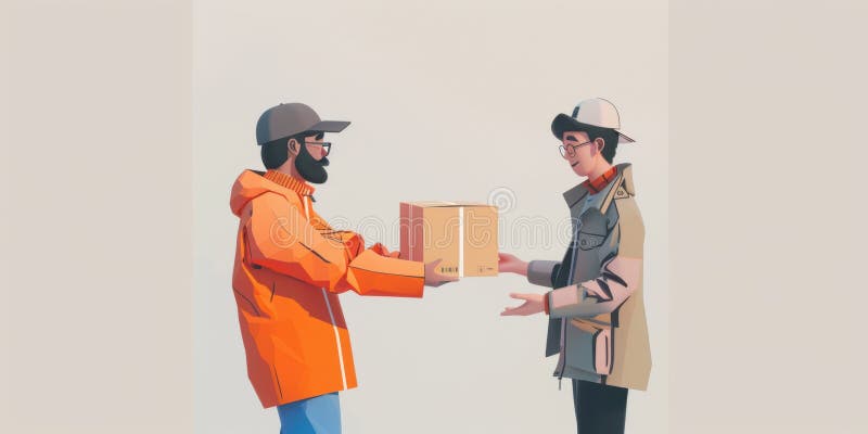 Delivery Man Giving Package To Customer. Created by Generative ...