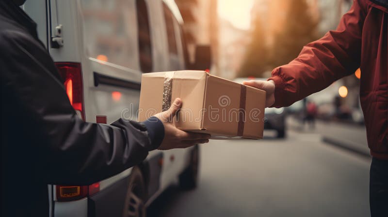 Delivery Man Handing the Box To a Customer Stock Illustration ...