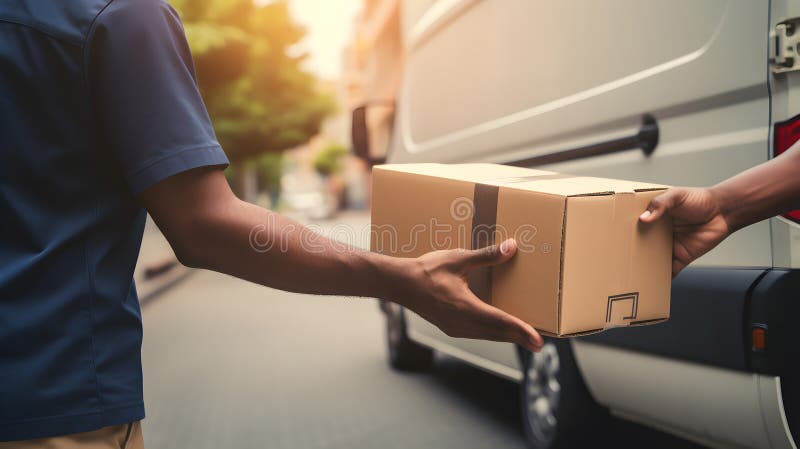 Delivery Man Handing the Box To a Customer Stock Illustration ...
