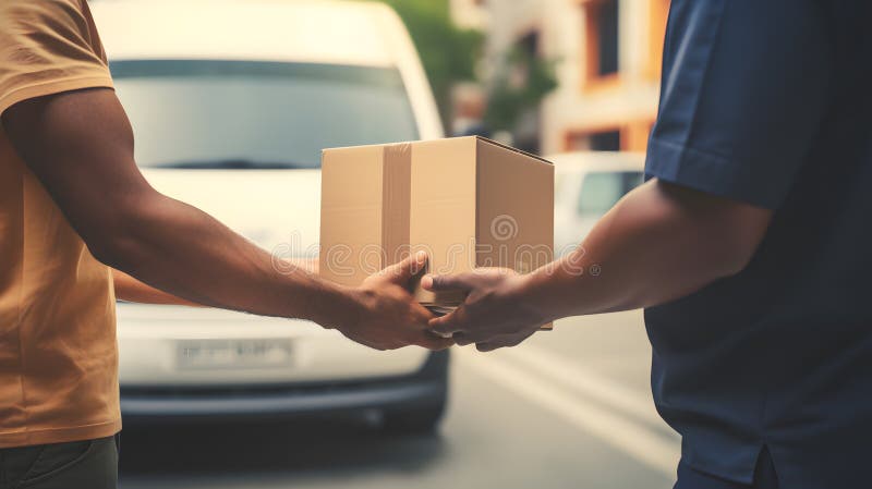 Delivery Man Handing the Box To a Customer Stock Illustration ...