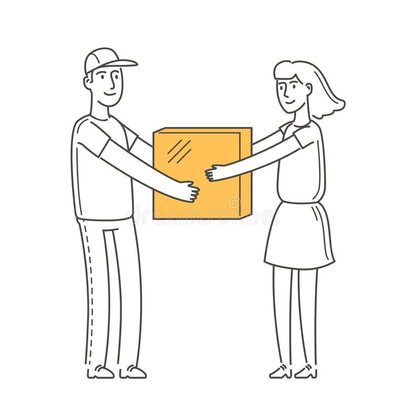 Delivery Man Hands Over Package To Customer Stock Vector - Illustration ...