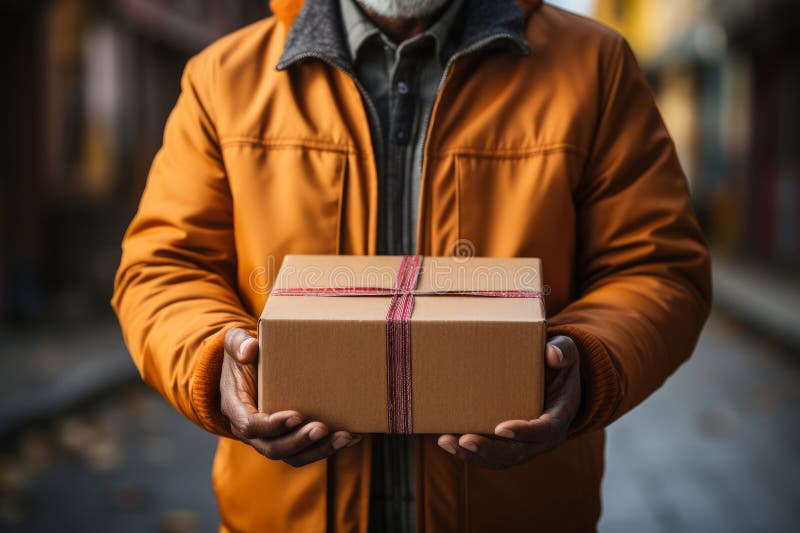 Delivery Man Holding a Box. Generative AI Stock Image - Image of ...