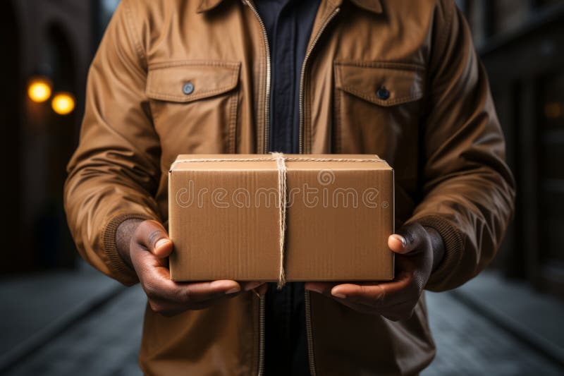 Delivery Man Holding a Box. Generative AI Stock Image - Image of hold ...
