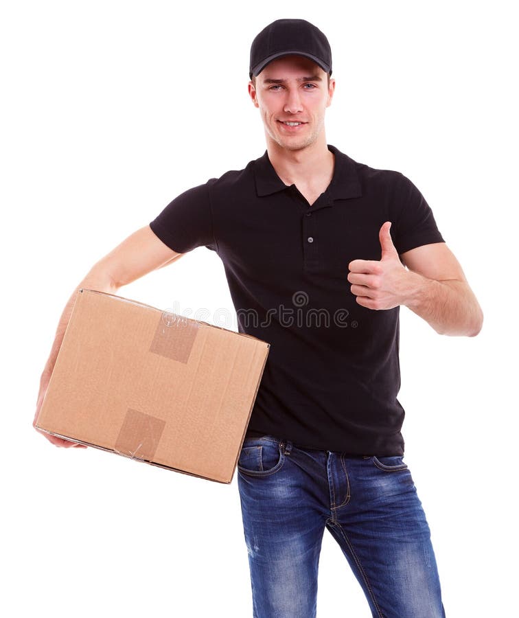 Smiling delivery man stock image. Image of mail, male - 45052839