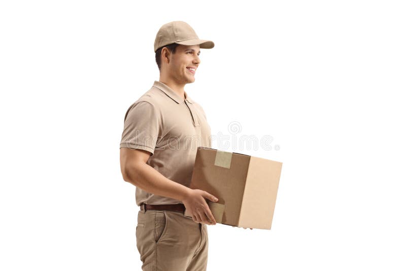 Delivery Man Holding A Package Stock Image - Image of delivering ...