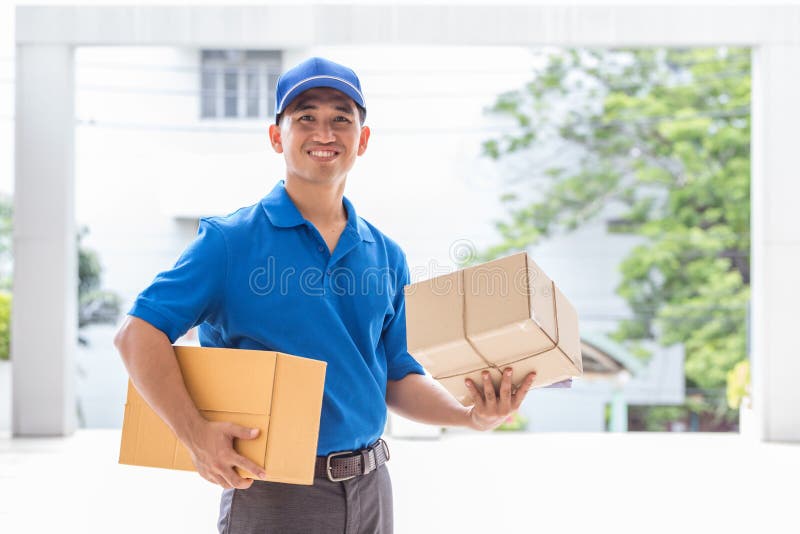 Delivery Man Holding a Parcel Box Stock Image - Image of deliveryman ...
