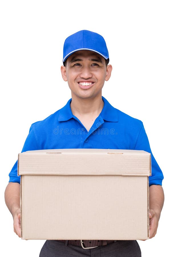 Delivery Man Holding a Parcel Box Stock Photo - Image of service ...