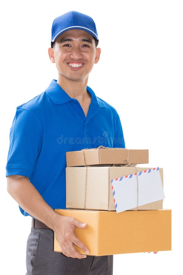 Delivery Man Holding a Parcel Box Stock Image - Image of courier ...