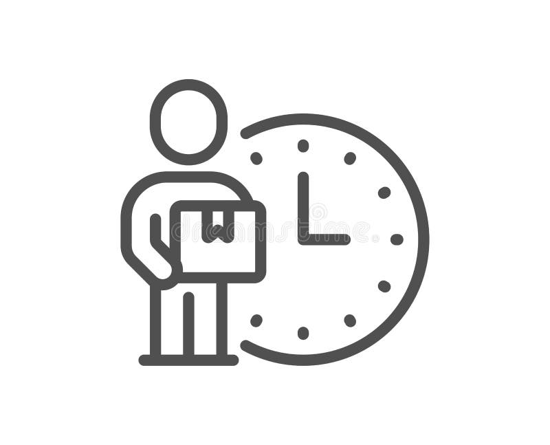 Delivery Man Line Icon. Courier with Package Sign. Vector Stock Vector ...