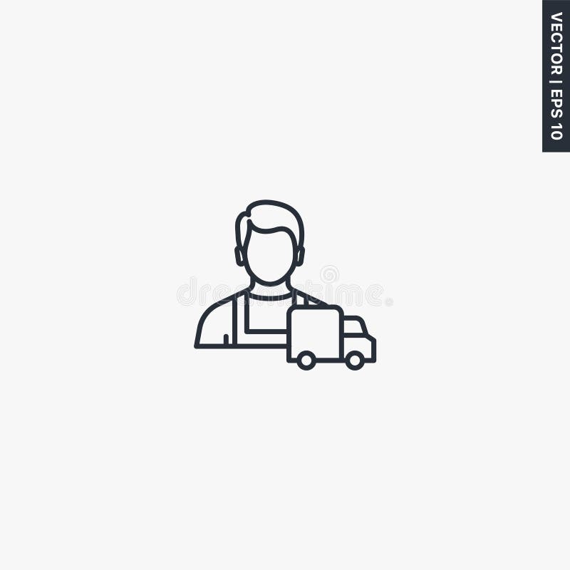Delivery Man, Linear Style Sign for Mobile Concept and Web Design Stock ...