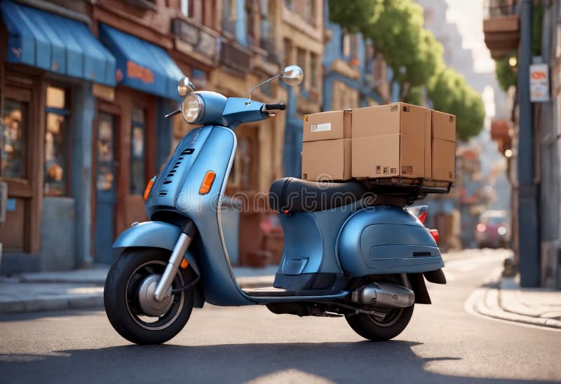 Delivery Man on a Motor Scooter with Cargo Boxes. Generative AI Stock ...