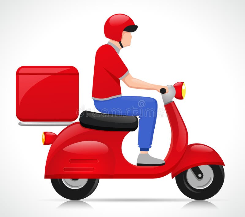 Delivery Man on Motorcycle Icon Stock Vector - Illustration of cartoon ...