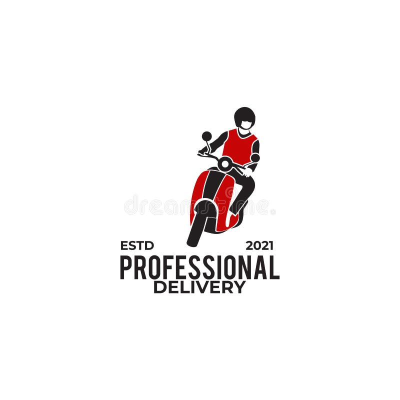 Delivery Man with Motorcycle Logo Design Template Stock Vector ...