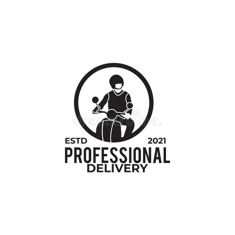 Delivery Man with Motorcycle Logo Design Template Stock Vector ...