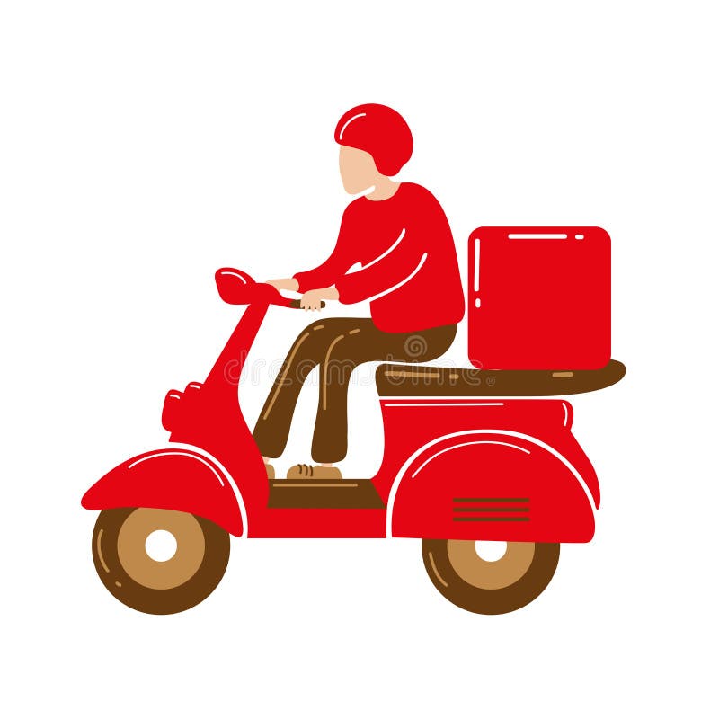 Delivery Man on Motorcycle, Vector Illustration EPS 10 Stock Vector ...
