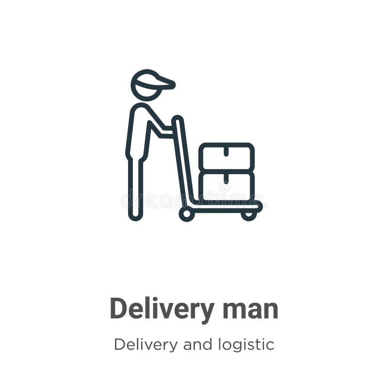 Delivery Man Outline Vector Icon. Thin Line Black Delivery Man Icon ...