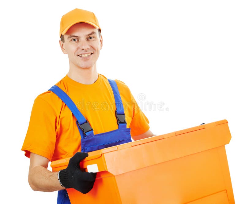 Delivery man with package stock image. Image of mover - 53184643