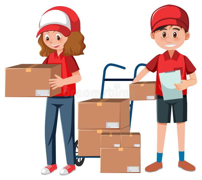 Delivery man with packages stock vector. Illustration of cartoon ...