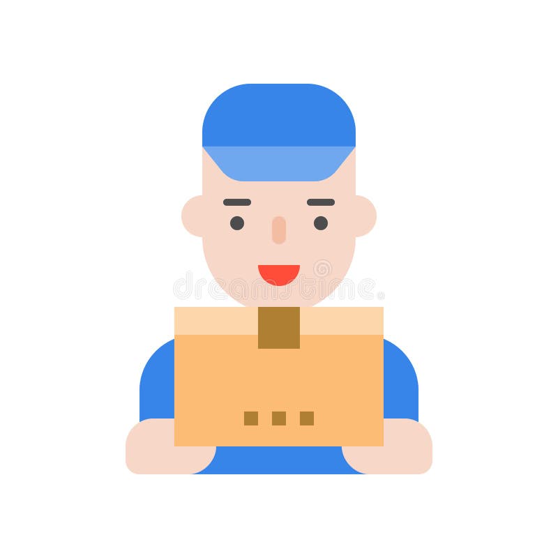Delivery Man and Parcel Box, Flat Icon Shipping Delivery Logistic ...