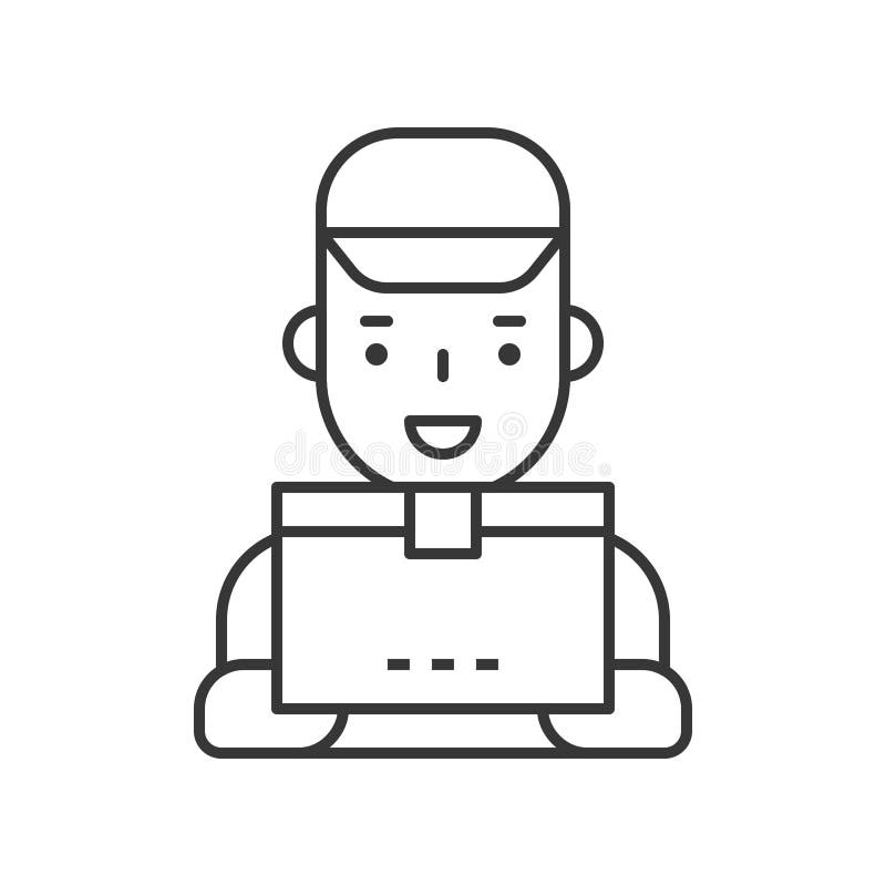 Delivery Man and Parcel Box, Line Icon Shipping Delivery Logistic ...