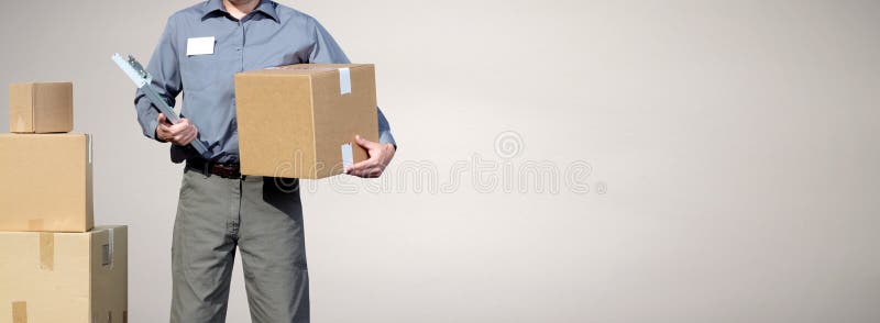 Senior Delivery Man with Parcel Near Truck. Stock Photo - Image of ...
