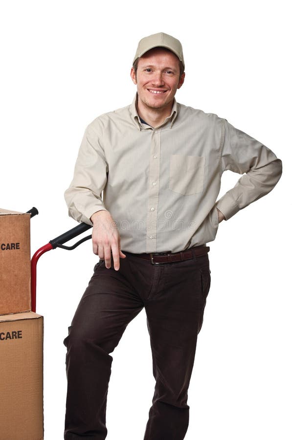 FUNNY DELIVERY MAN stock photo. Image of labor, indutry - 24389226
