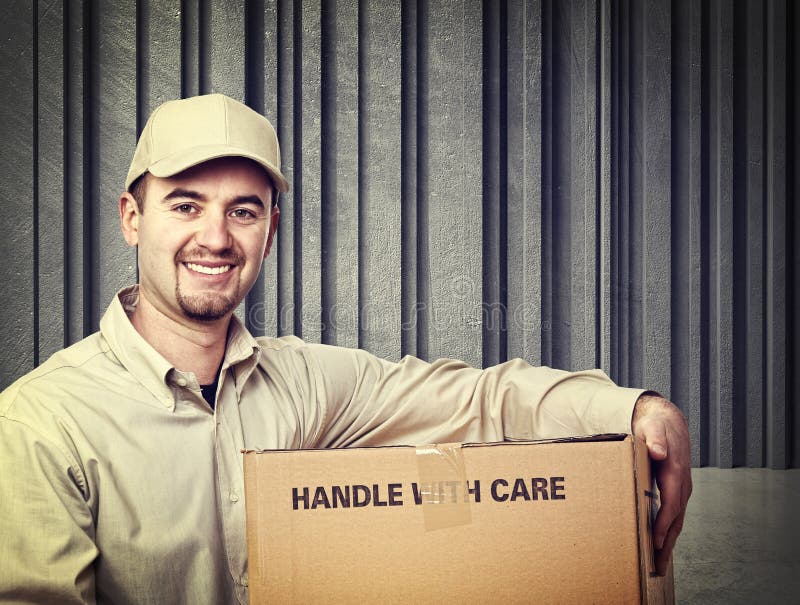 Delivery man stock photo. Image of wall, caucasian, uniform - 47808068