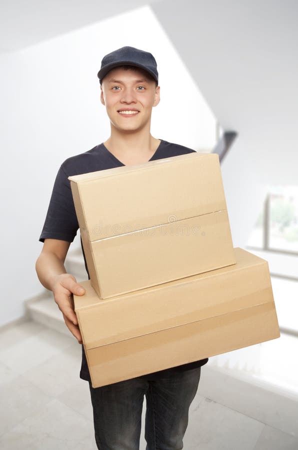 Delivery man portrait stock image. Image of order, ship - 49866643