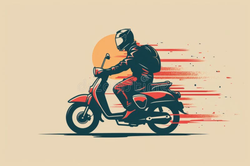 Delivery Man Riding Scooter Fast with Motion Blur Effect Stock ...