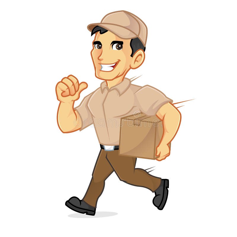 The Running Man with a Big Package of Food and a Doggie Stock Vector ...