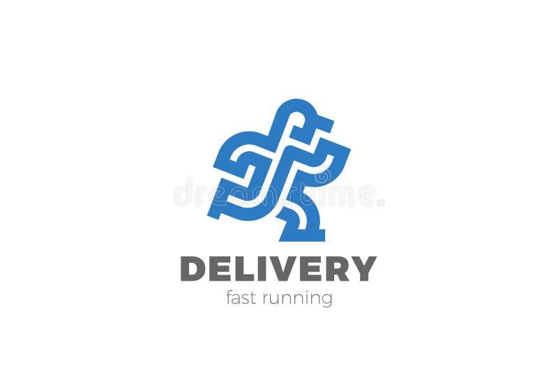 Delivery Man Running Logo Design Vector Template Linear Outline Style ...