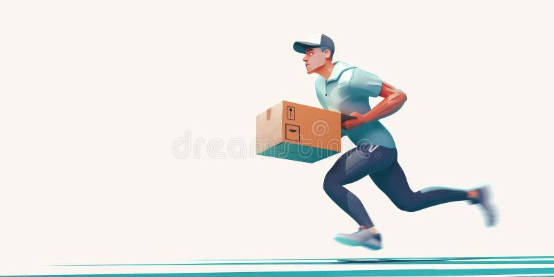 Delivery Man Running with Package. Created by Generative Artificial ...