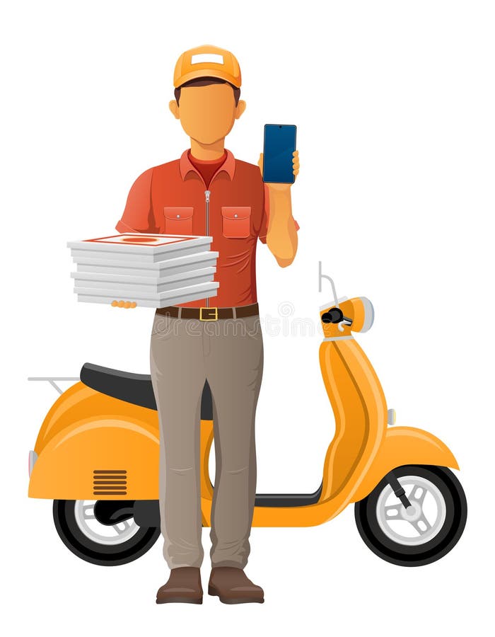 Delivery Man on Scooter. Delivery Service Concept. Vector Illustration ...
