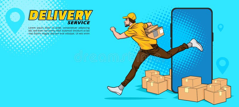 Delivery Man Service Running Stock Vector - Illustration of deliveryman ...