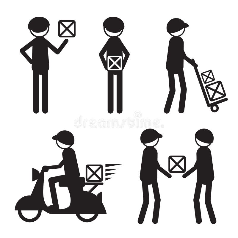 Delivery Man Service Symbol Vector Set Design Stock Vector ...