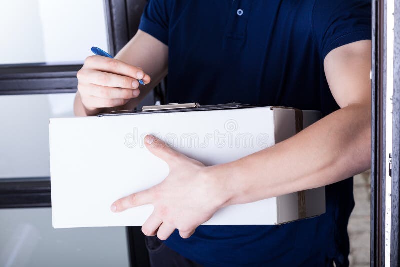 Delivery Man Supplying Pack Stock Image - Image of delivering, package ...