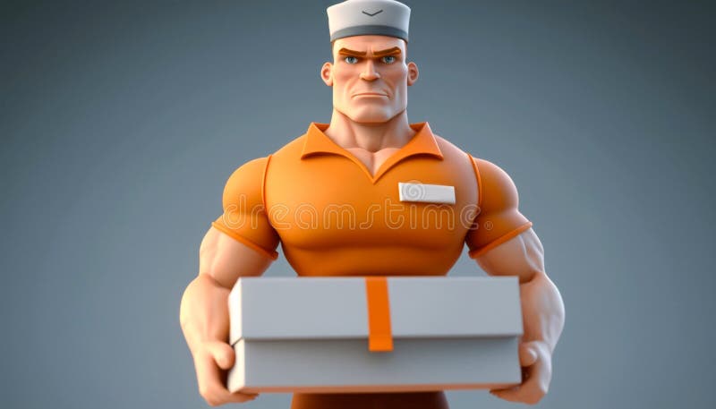 Delivery Man in Uniform Holding a Package Box - Illustration. Stock ...