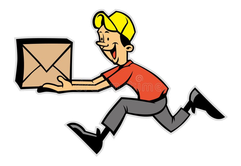 Cartoon Smiling Mail Carrier Man Stock Vector - Illustration of mail ...