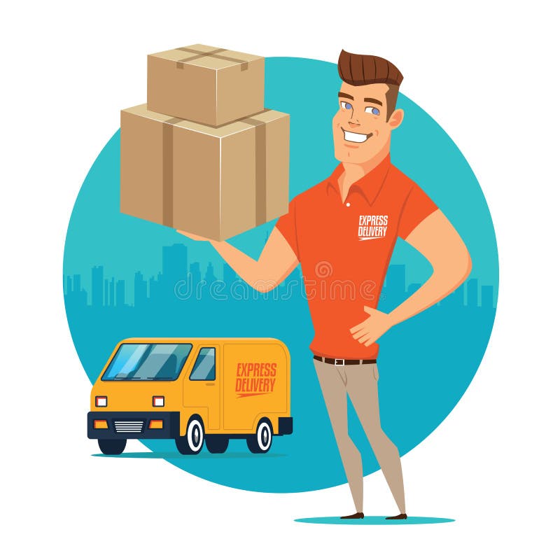 Delivery man vector stock vector. Illustration of design - 124959210