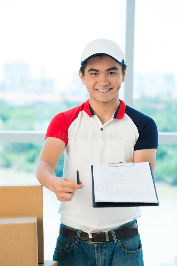 Modern Delivery Man Working Stock Image - Image of delivering, bakery ...