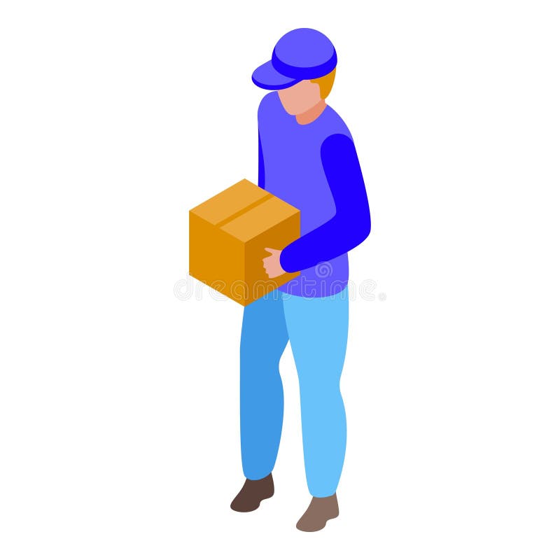Delivery Man Wearing a Blue Uniform is Carrying a Parcel Stock Vector ...