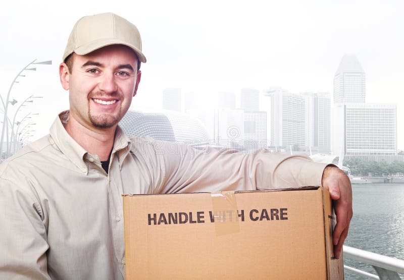 Delivery man worker stock image. Image of hold, cargo - 21158669