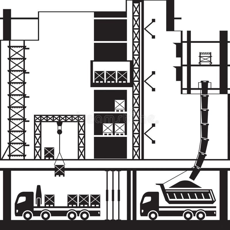 Delivery of Materials and Cleaning of Construction Site Stock Vector ...