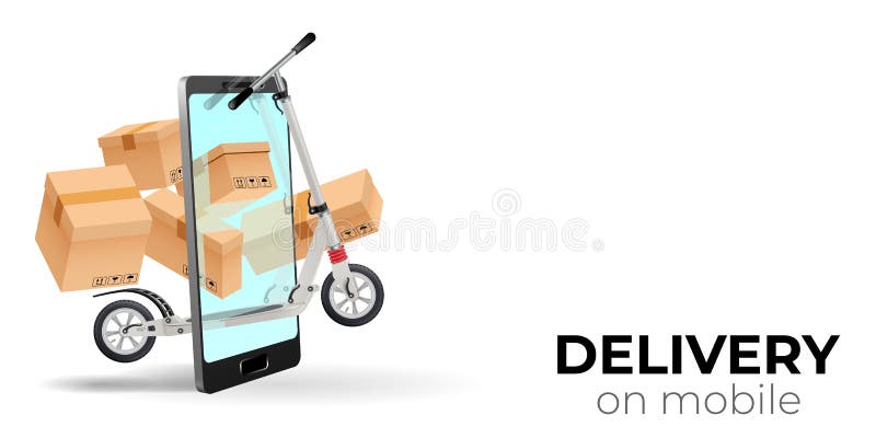 Delivery by mobile phone stock vector. Illustration of online - 238037858