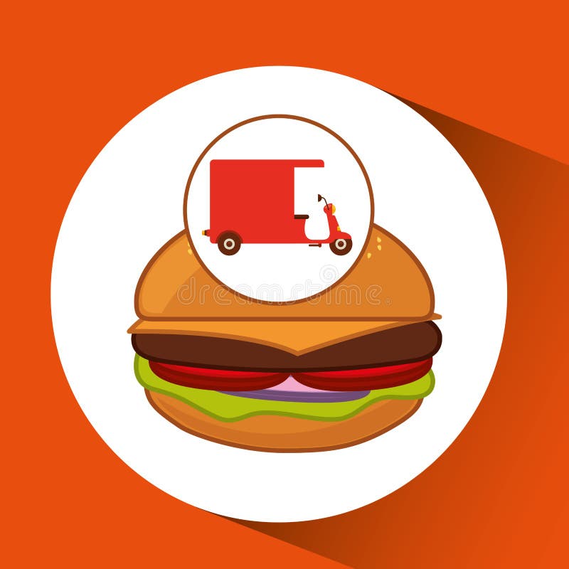 Delivery Motorcycle Fast Food Burger Stock Vector - Illustration of ...